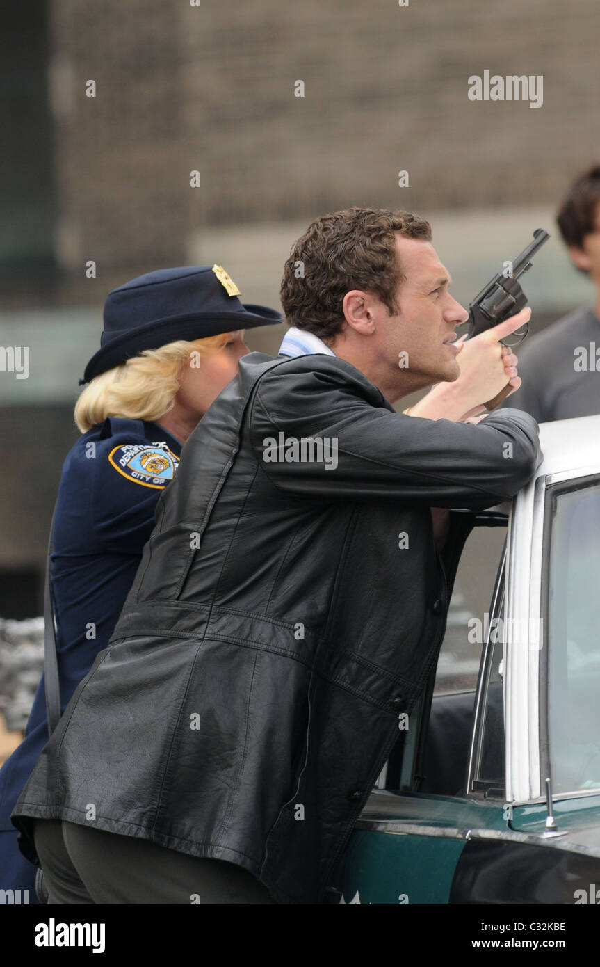 Gretchen Mol and Jason O'Mara on the set of 'Life On Mars' filming at ...