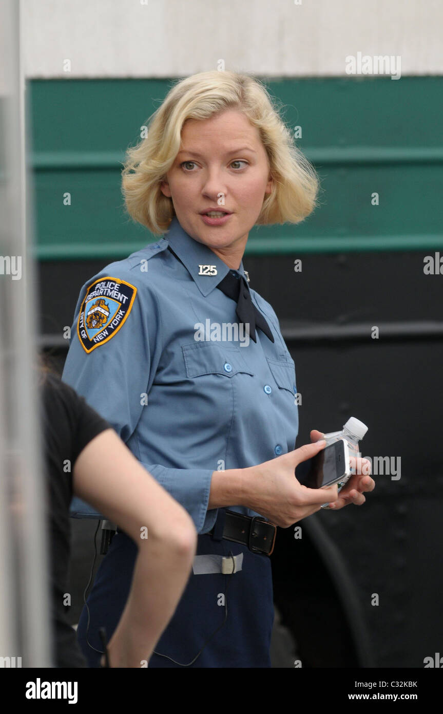 Gretchen Mol on the set of 'Life On Mars' filming at Coler-Goldwater ...