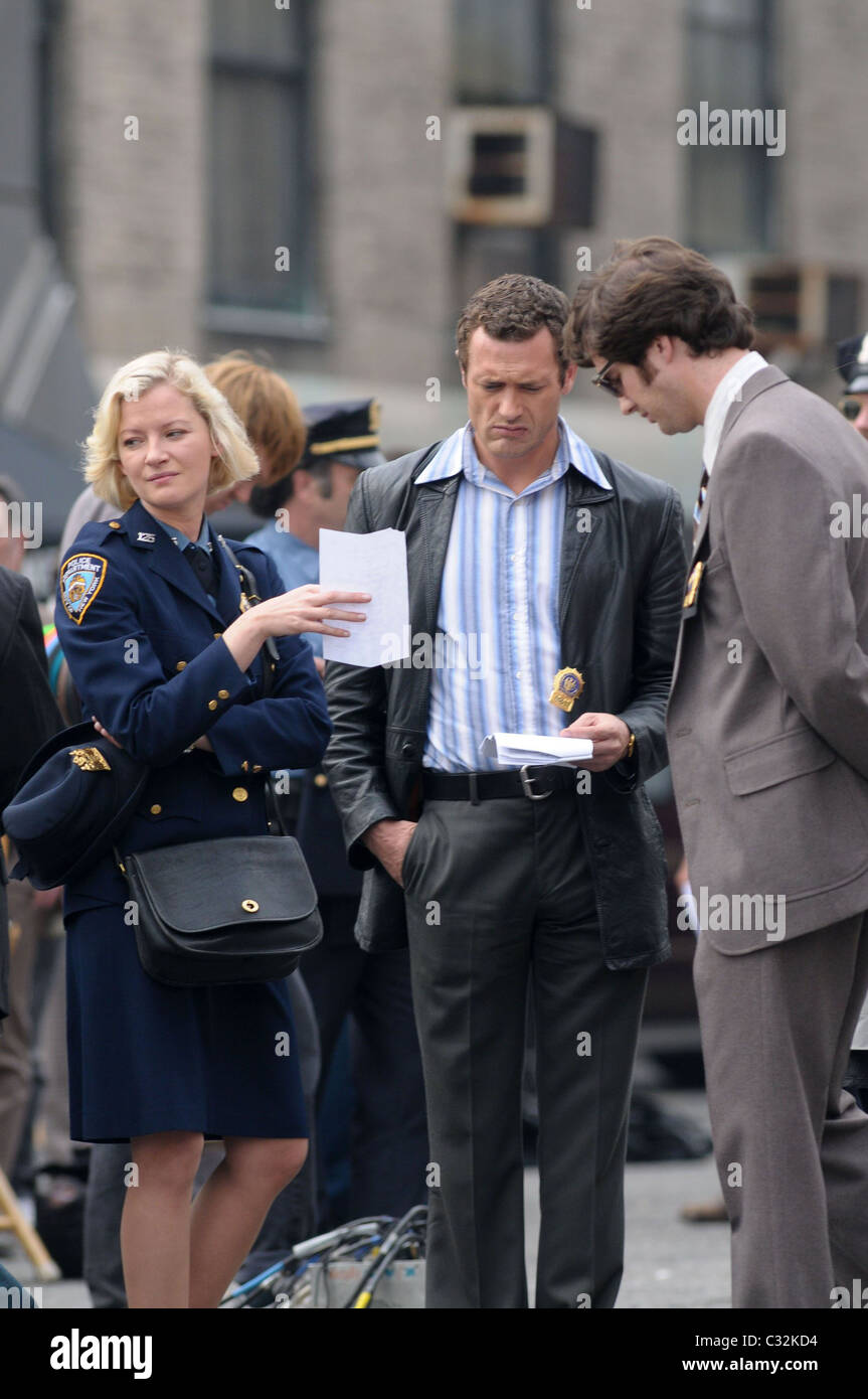Gretchen Mol and Jason O'Mara on the set of 'Life On Mars' filming at ...