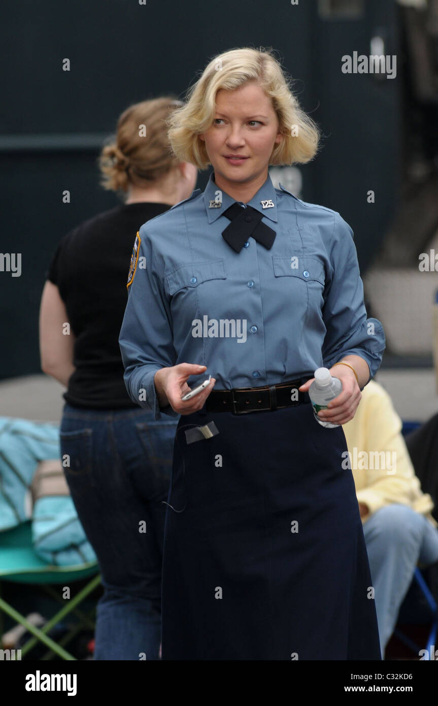 Gretchen Mol on the set of 'Life On Mars' filming at Coler-Goldwater ...