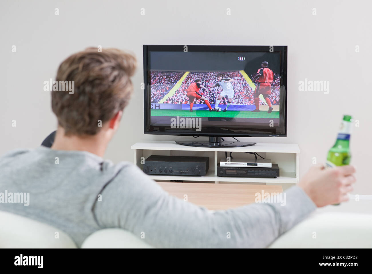 Man Watching Football On Television High Resolution Stock Photography ...