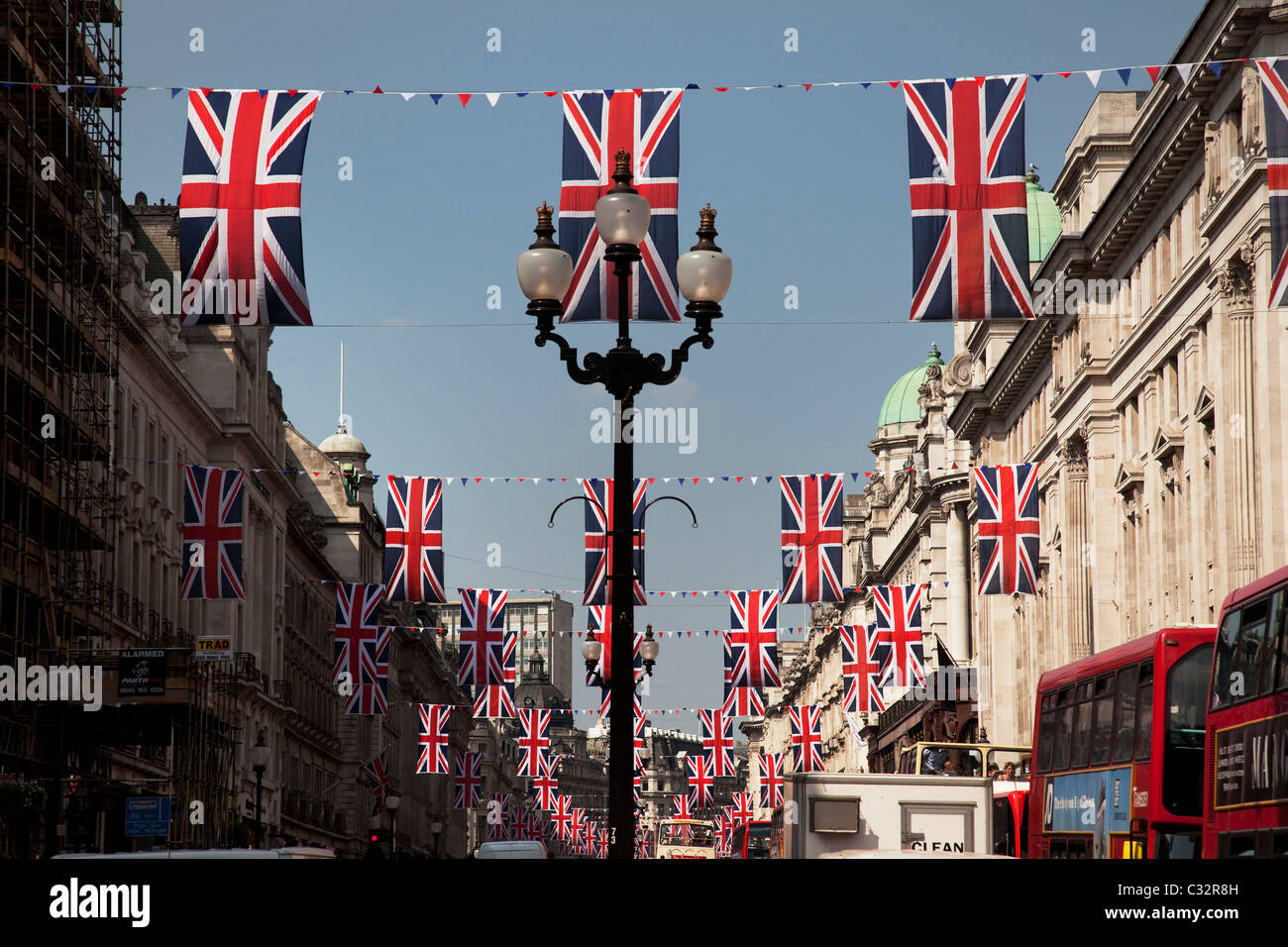 Union Jack flags on Regent Street, London Stock Photo - Alamy
