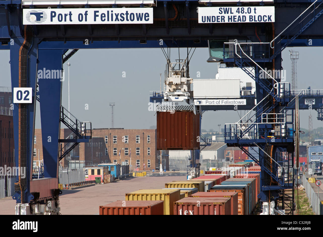 Rail container terminal, Port of Felixstowe, Suffolk, UK Stock Photo ...