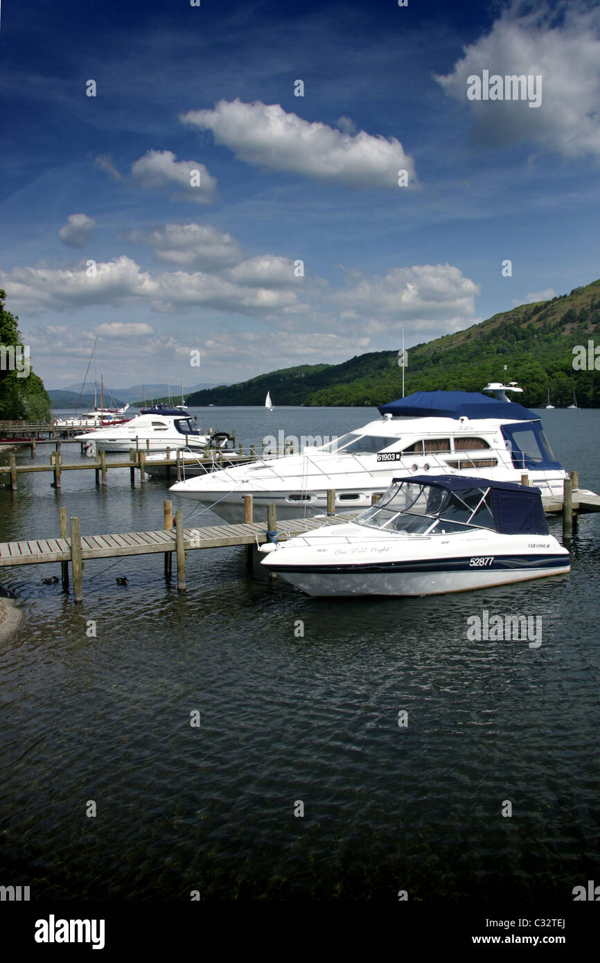 boats in harbour on Lake Windermere, Cumbria Stock Photo - Alamy