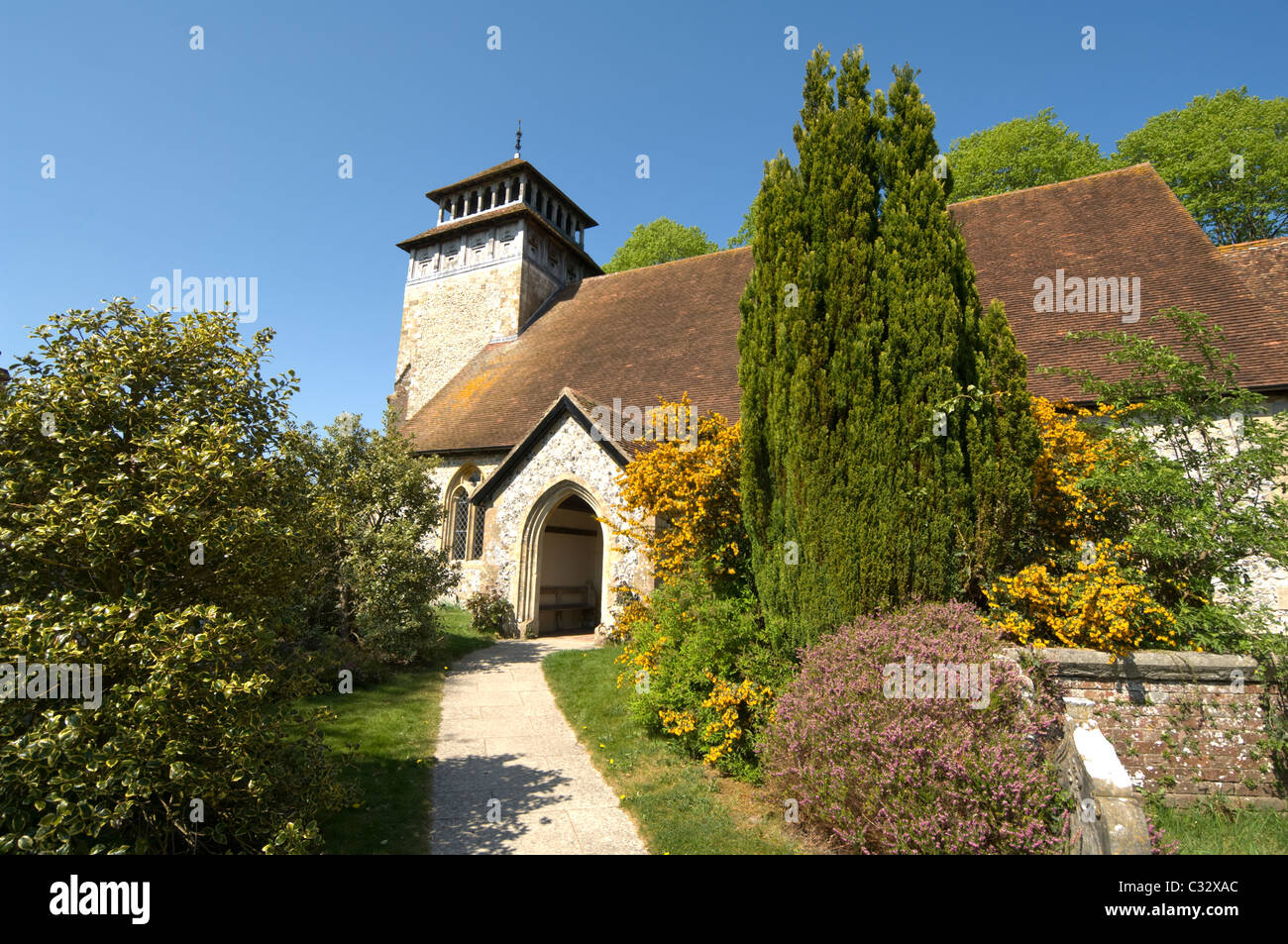 St Andrew's Church Meonstoke Meon Valley Hampshire UK Stock Photo - Alamy