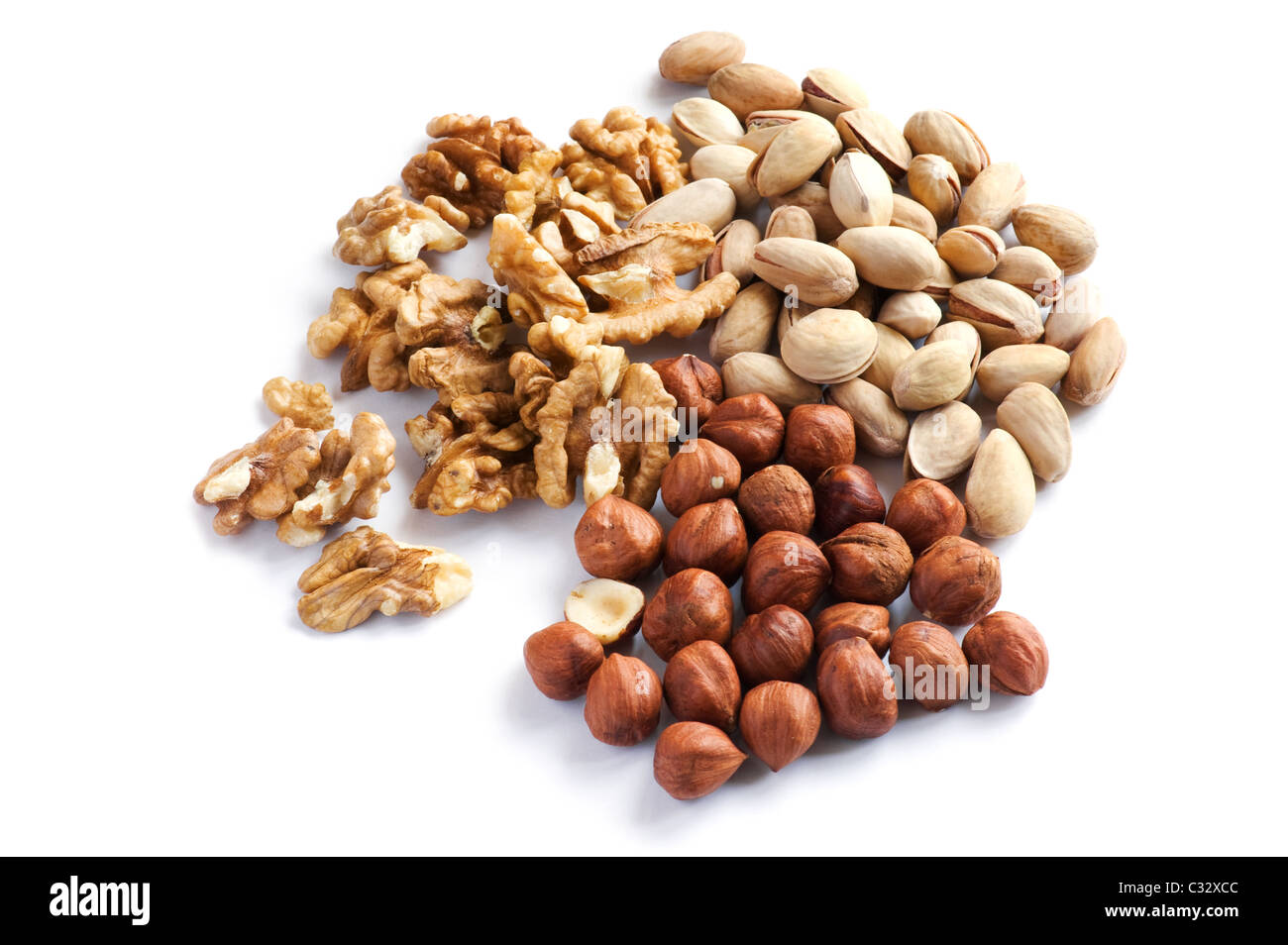 object on white - food nuts close up Stock Photo - Alamy