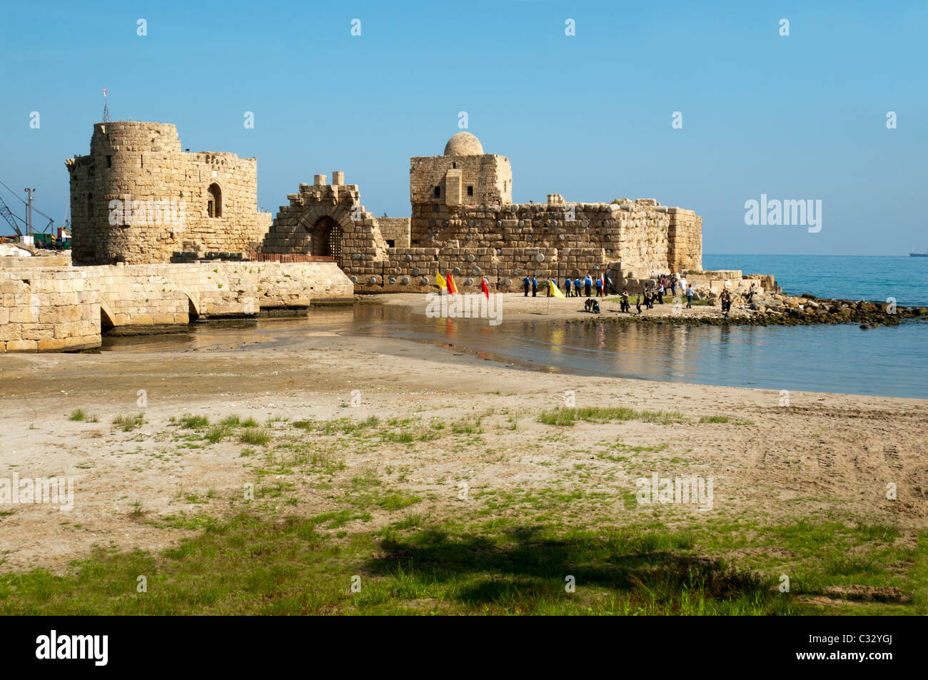 Crusader castle . Sidon ( Saida ) , Mediterranean shoreline.Lebanon ...