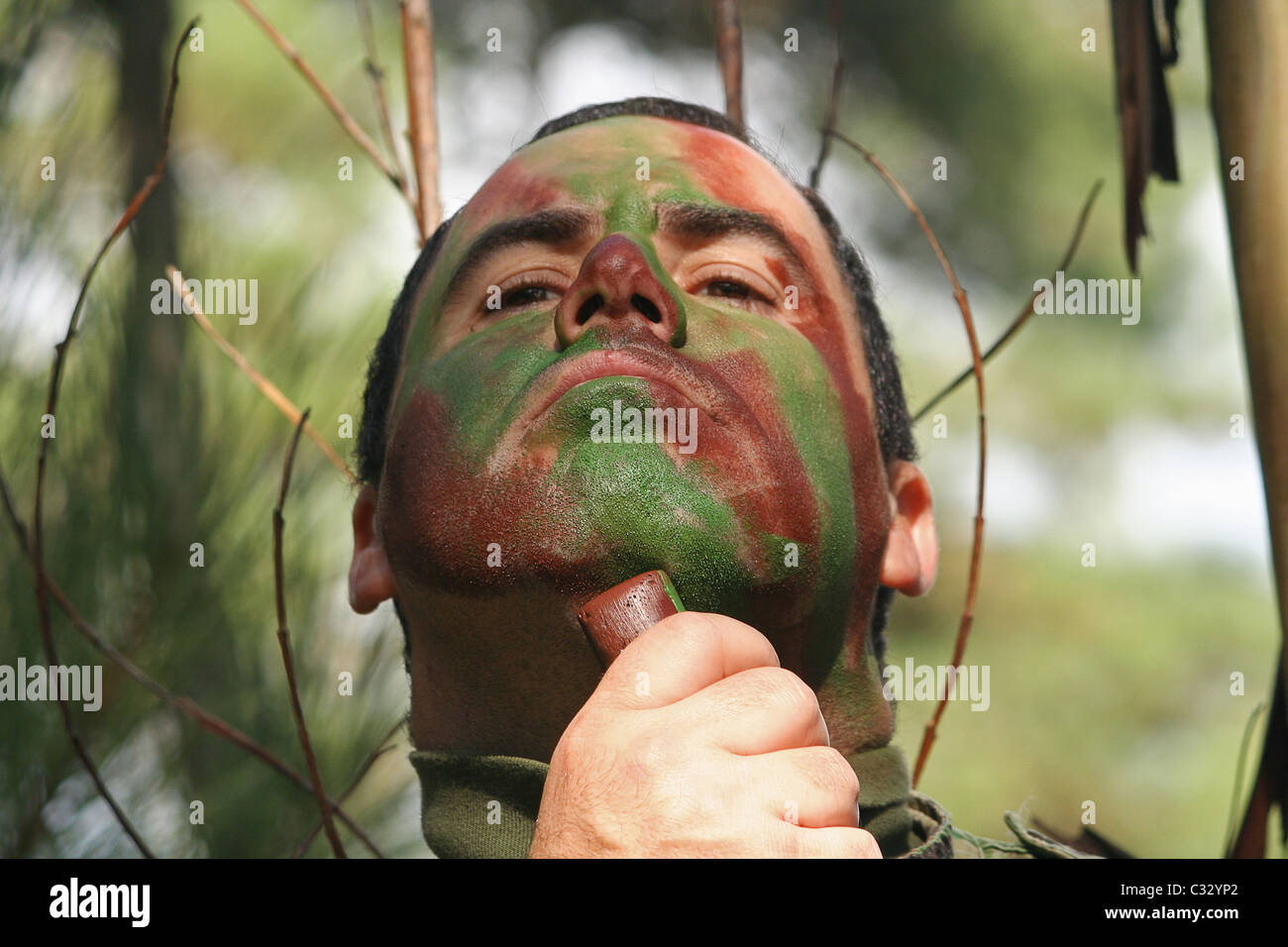 Military training combat, face camouflage Stock Photo - Alamy