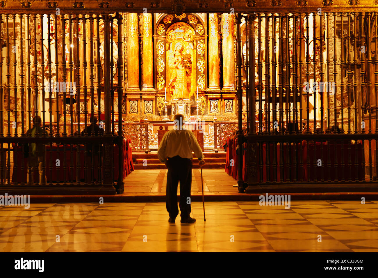 Morning Mass in chapel inside Seville cathedral, Seville, Andalusia ...