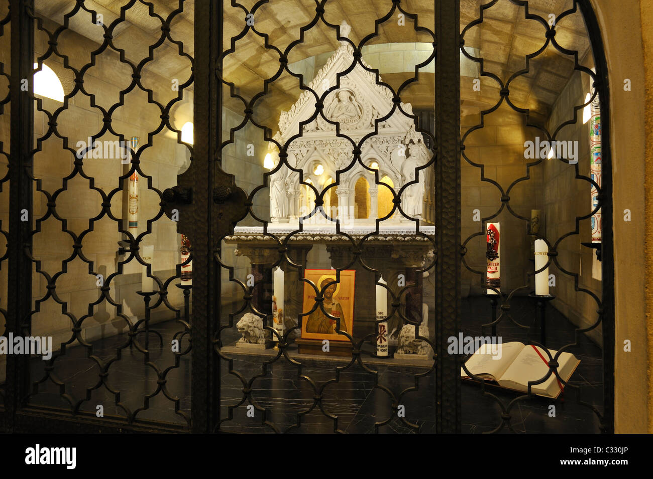 The sarcophagus of St. Willibrord in the crypt of the Saint Willibrord ...