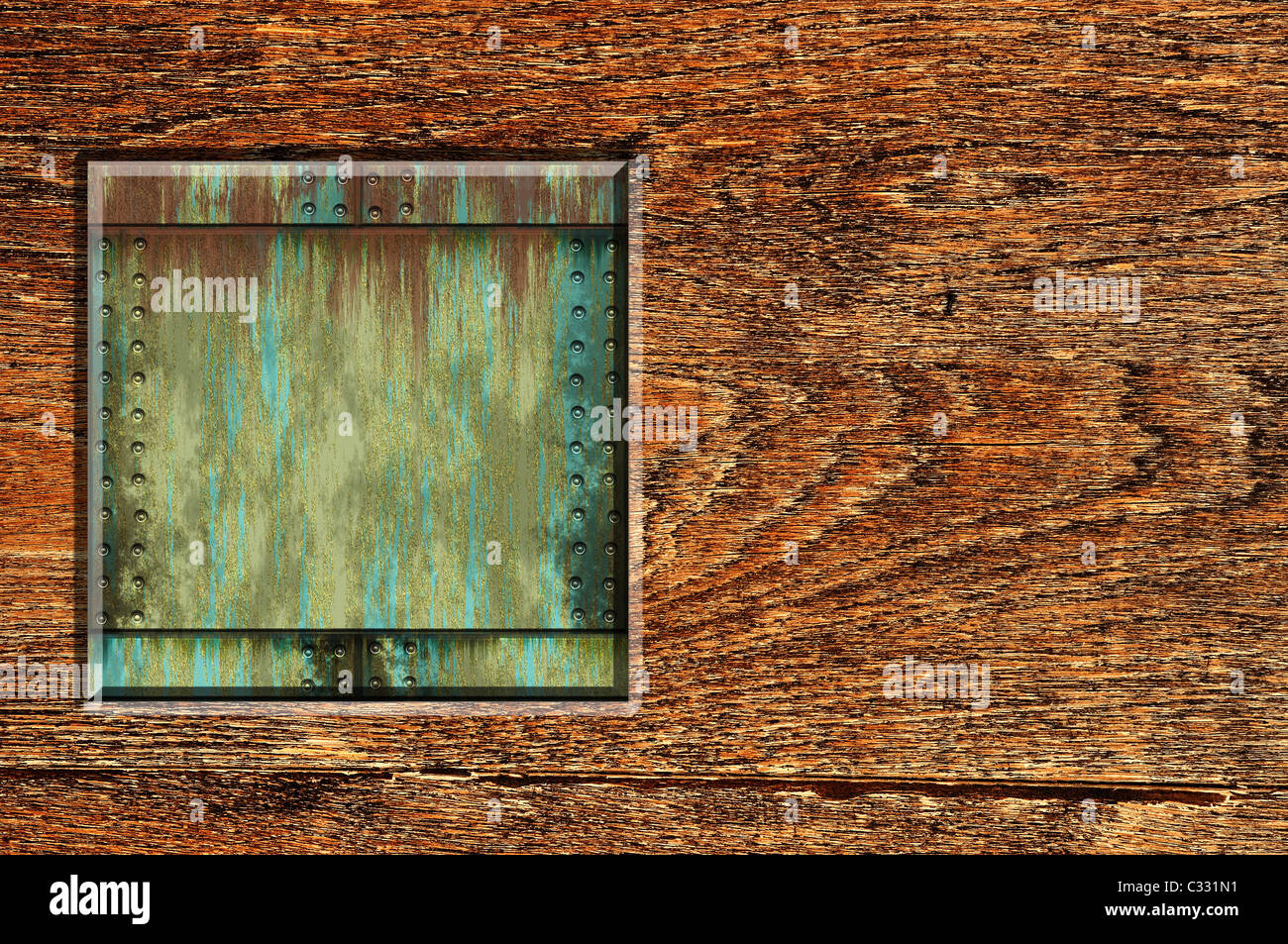 Wooden and metal plates Stock Photo - Alamy