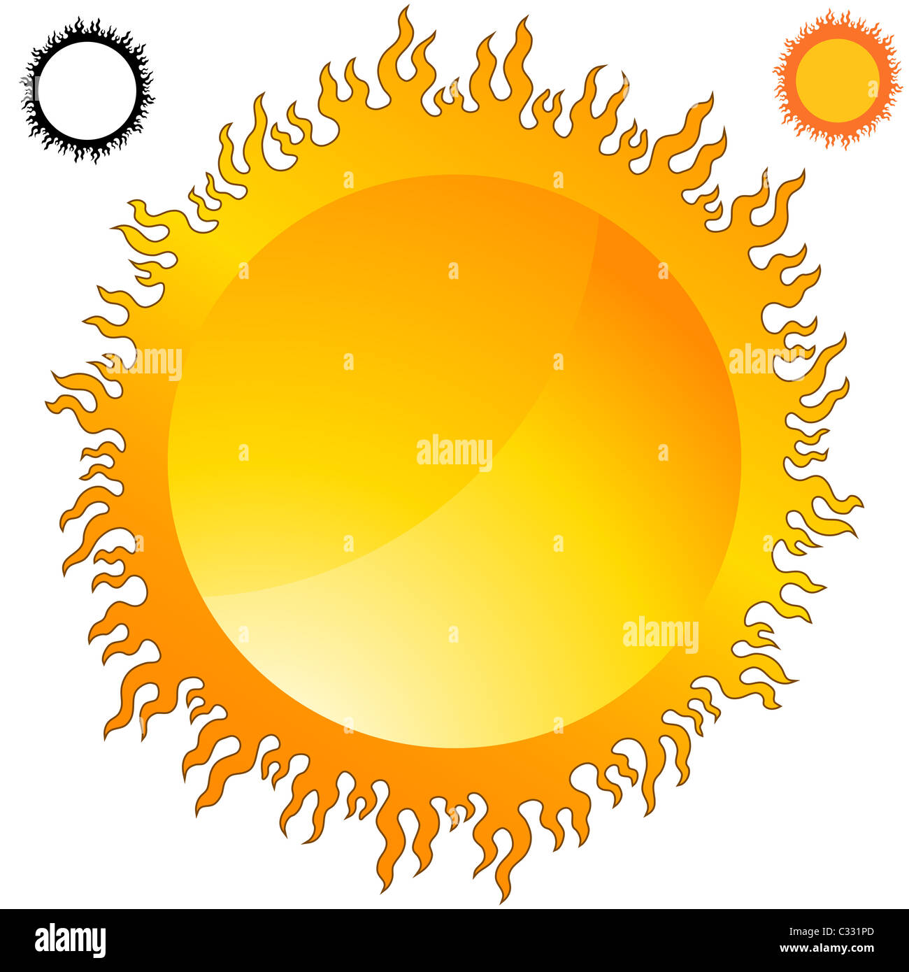An image of a fiery flame sun icon set Stock Photo - Alamy