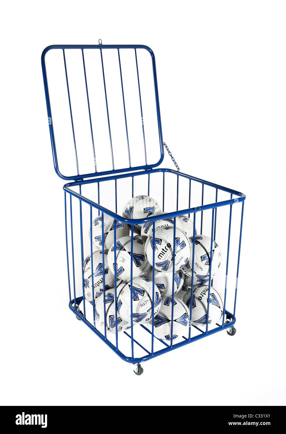 Football storage basket Stock Photo - Alamy