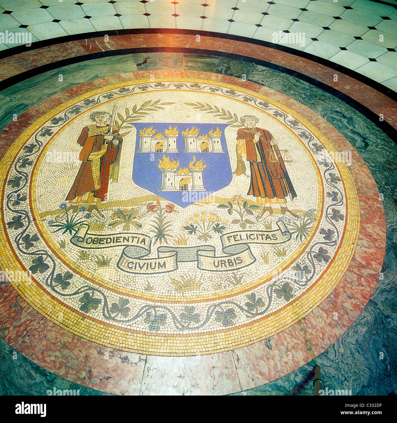 Dublin, Co Dublin, Ireland, Dublin City Hall, Rotunda Room, Mosaic ...