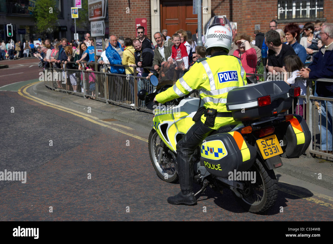 psni police motorcycle traffic control officer escort during parade in ...
