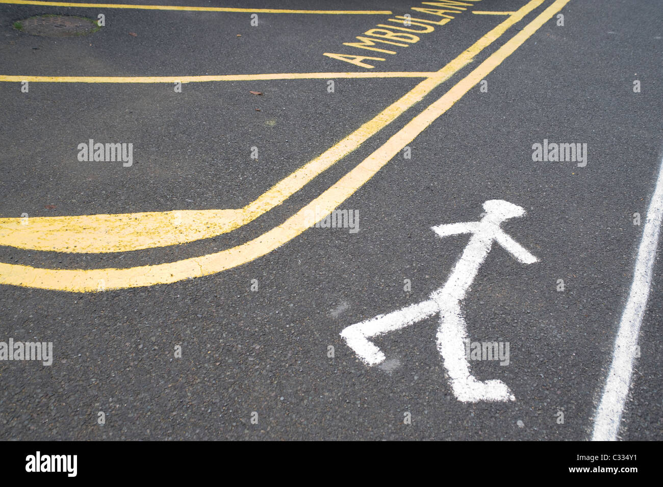 A stick man indicating where pedestrians should walk next to the ...