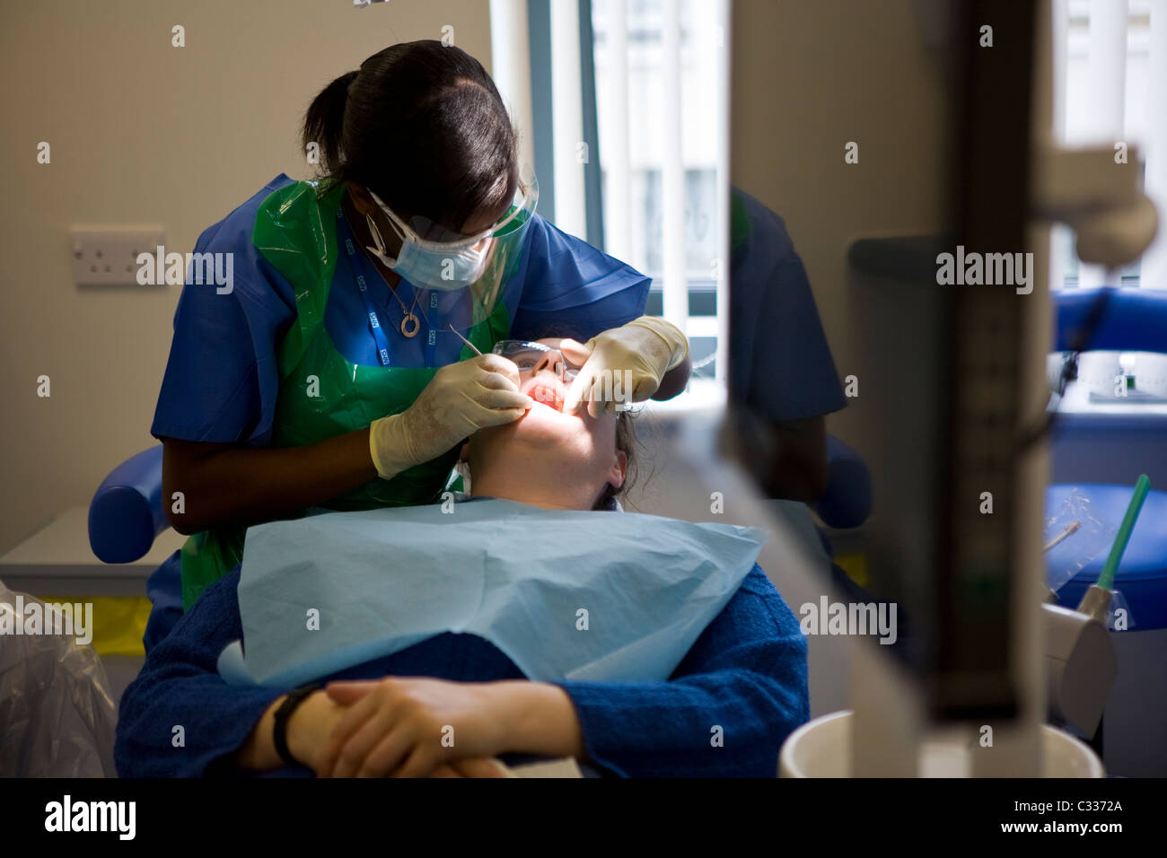 Dentist surgery inside the Barkatine poly clinic, East End, London ...