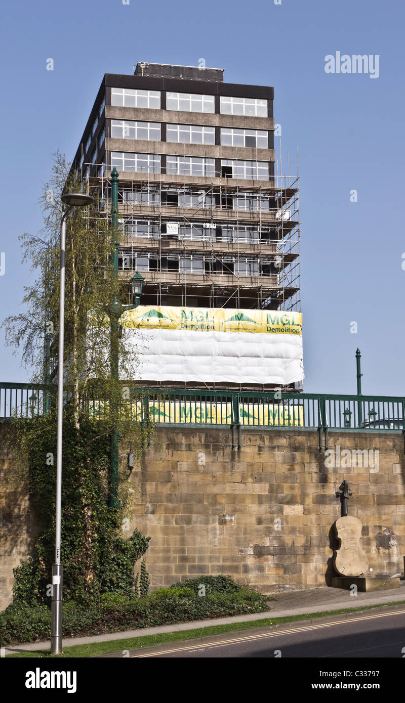 Gateshead Quays on the River Tyne - a 1960s tower block about to be ...