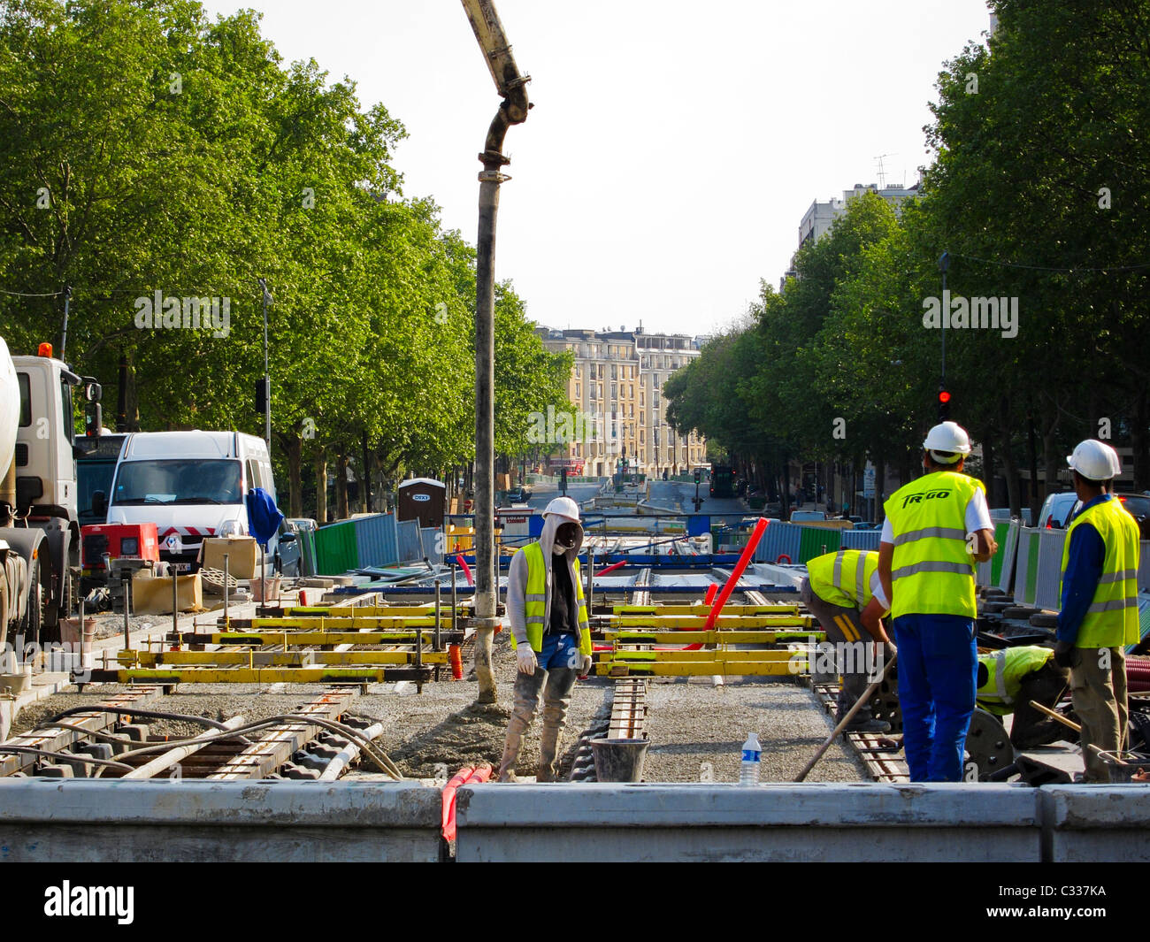 Paris, France, Group of men, construction workers sustainability ...