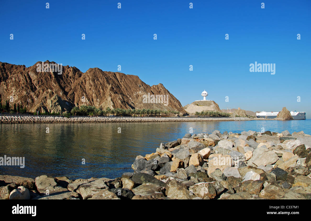 Oman, Muscat, beautiful view of the sea and the Muttrah port area, the ...