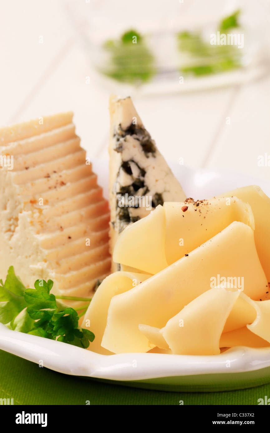 Three different types cheese on hi-res stock photography and images - Alamy