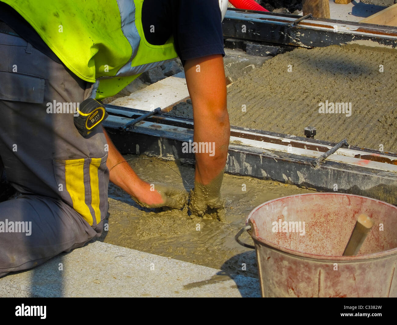 Paris, France, Tramway T3 Workers at Construction Site, Man Working in ...