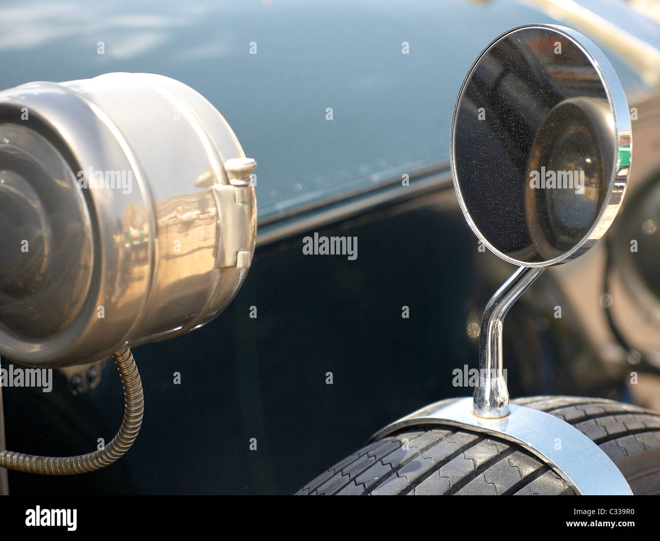 -Mirror of Classical Car Stock Photo - Alamy