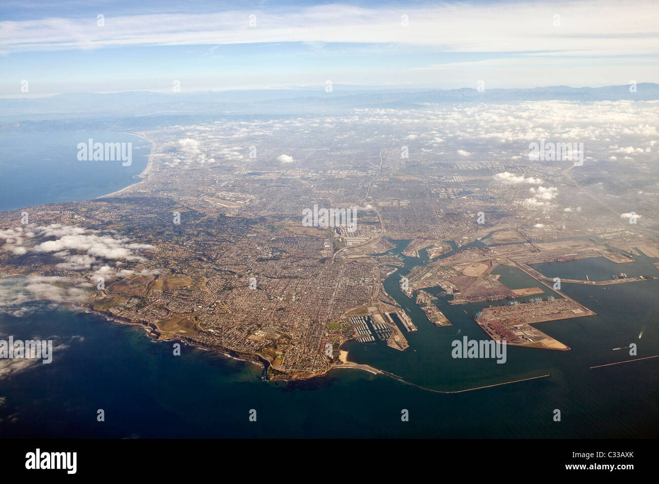 Los Angeles harbor and San Pedro aerial Stock Photo - Alamy