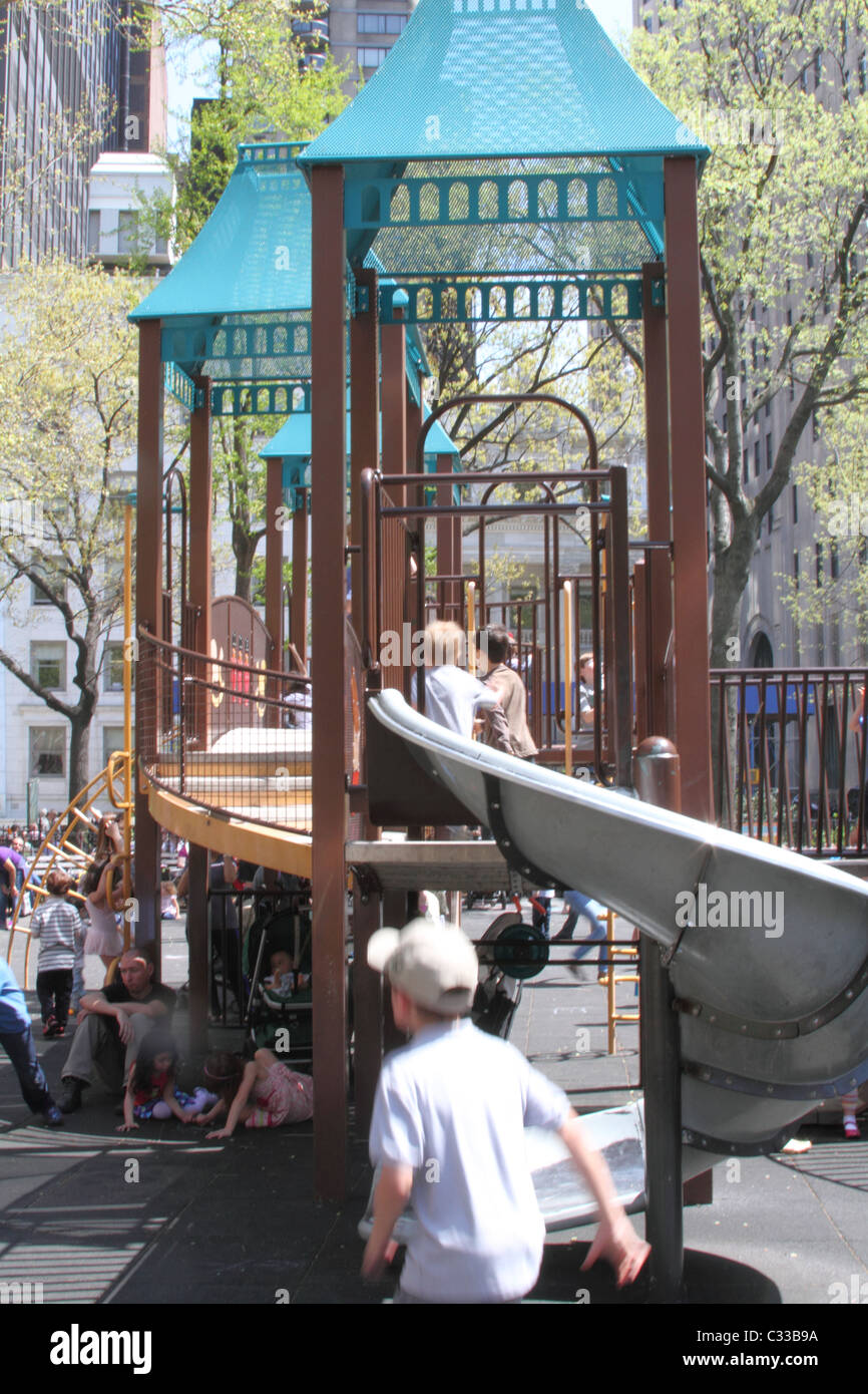 Kids playing in a playground. Madison Square Park, New York City ...