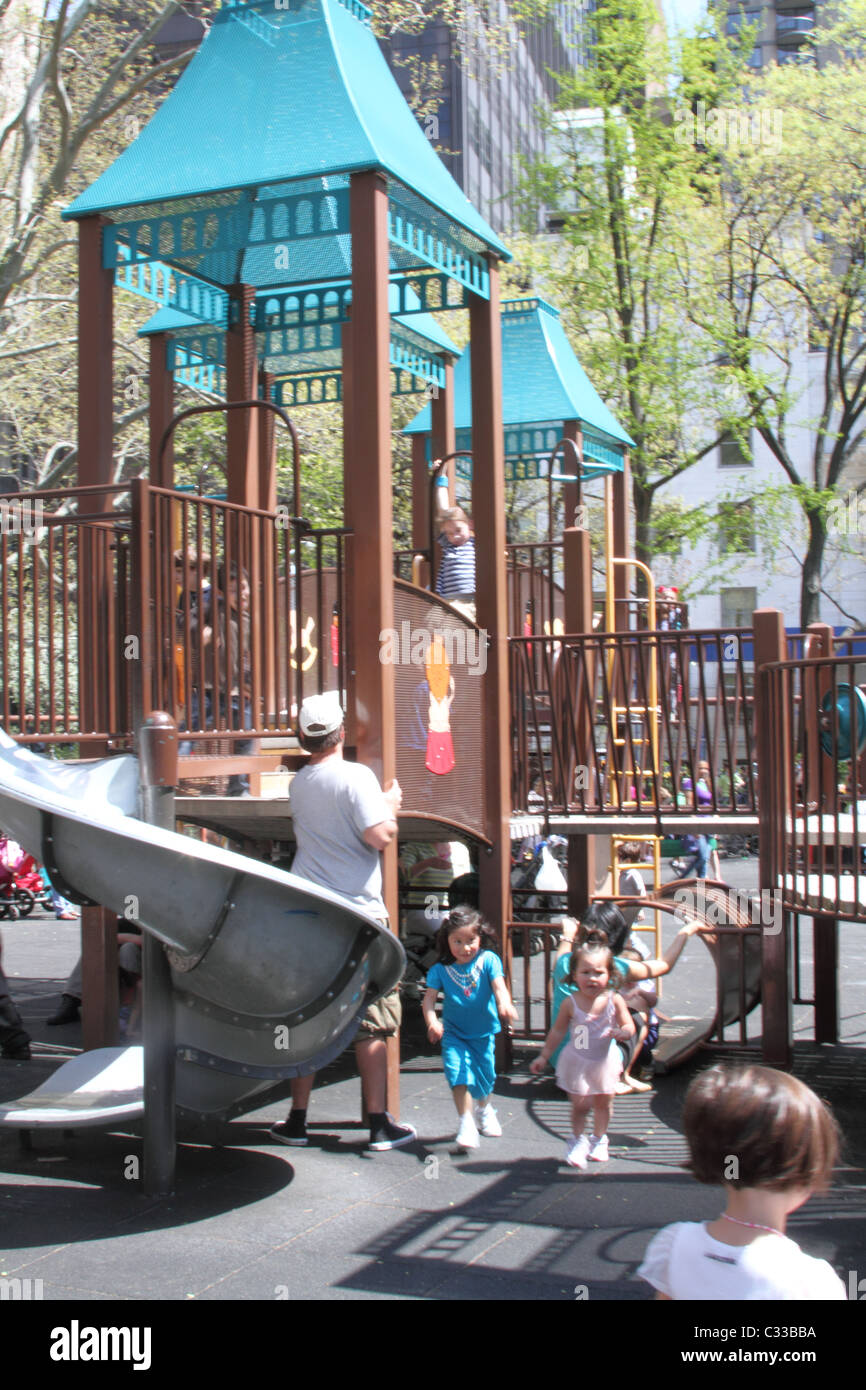 Kids playing in a playground. Madison Square Park, New York City ...