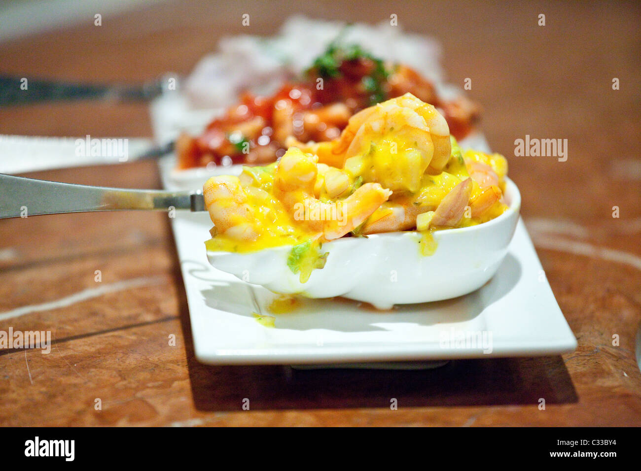 La Cevicheria Restaurant, ceviche sampler, Cartagena, Colombia Stock ...