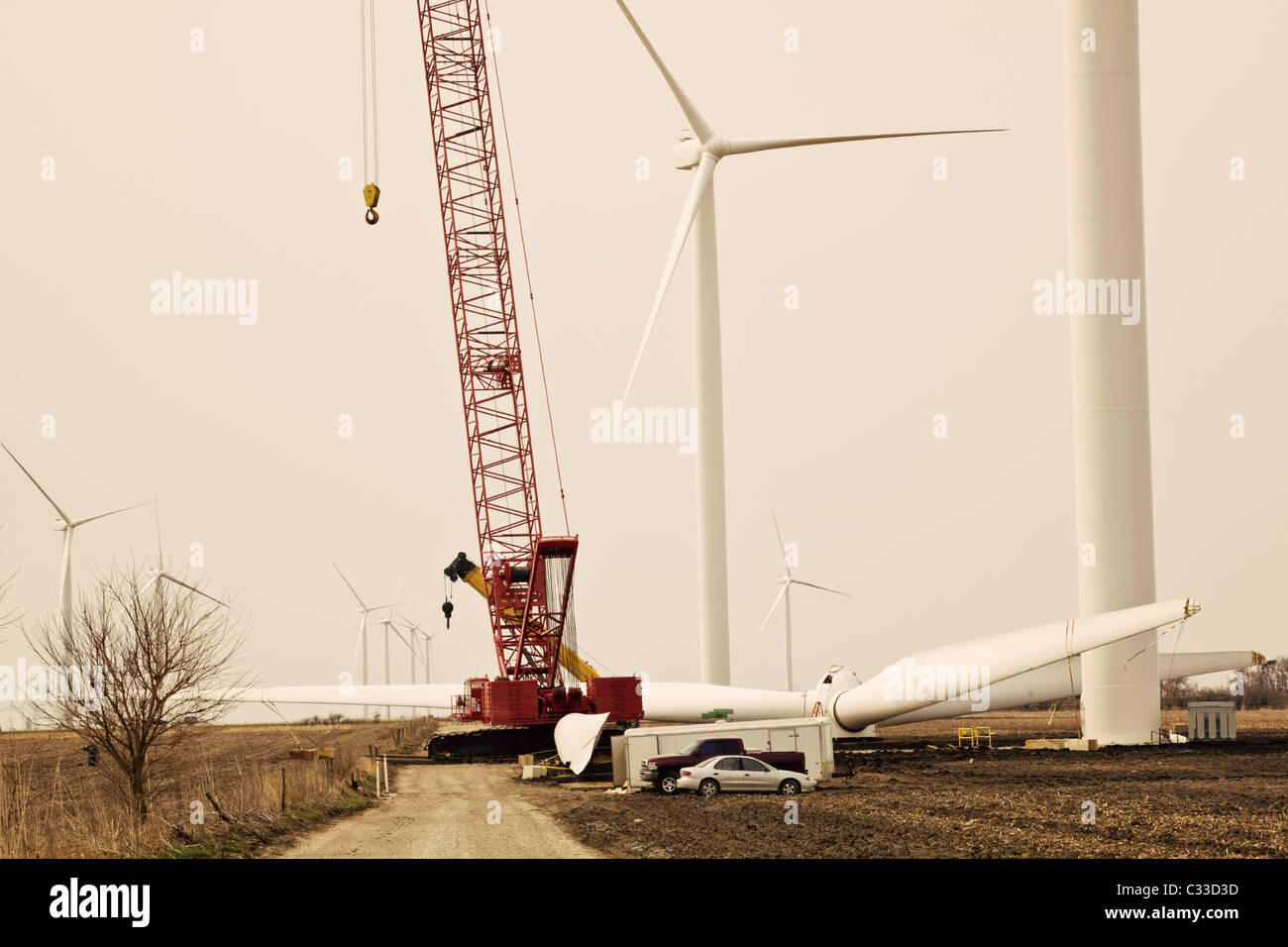 Wind Farm - construction. Seen in Indiana Stock Photo - Alamy