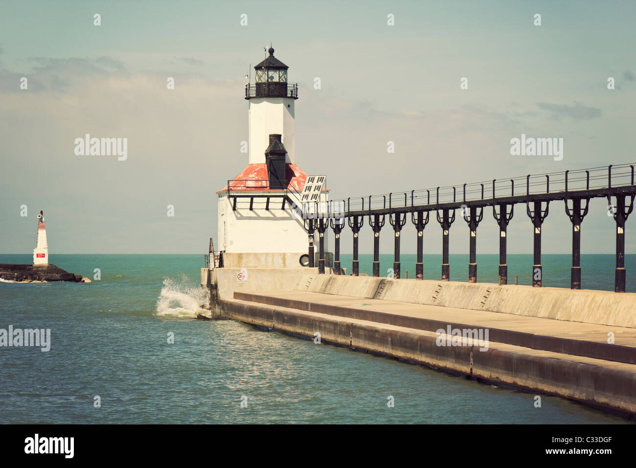 Lighthouse in Michigan City Stock Photo - Alamy