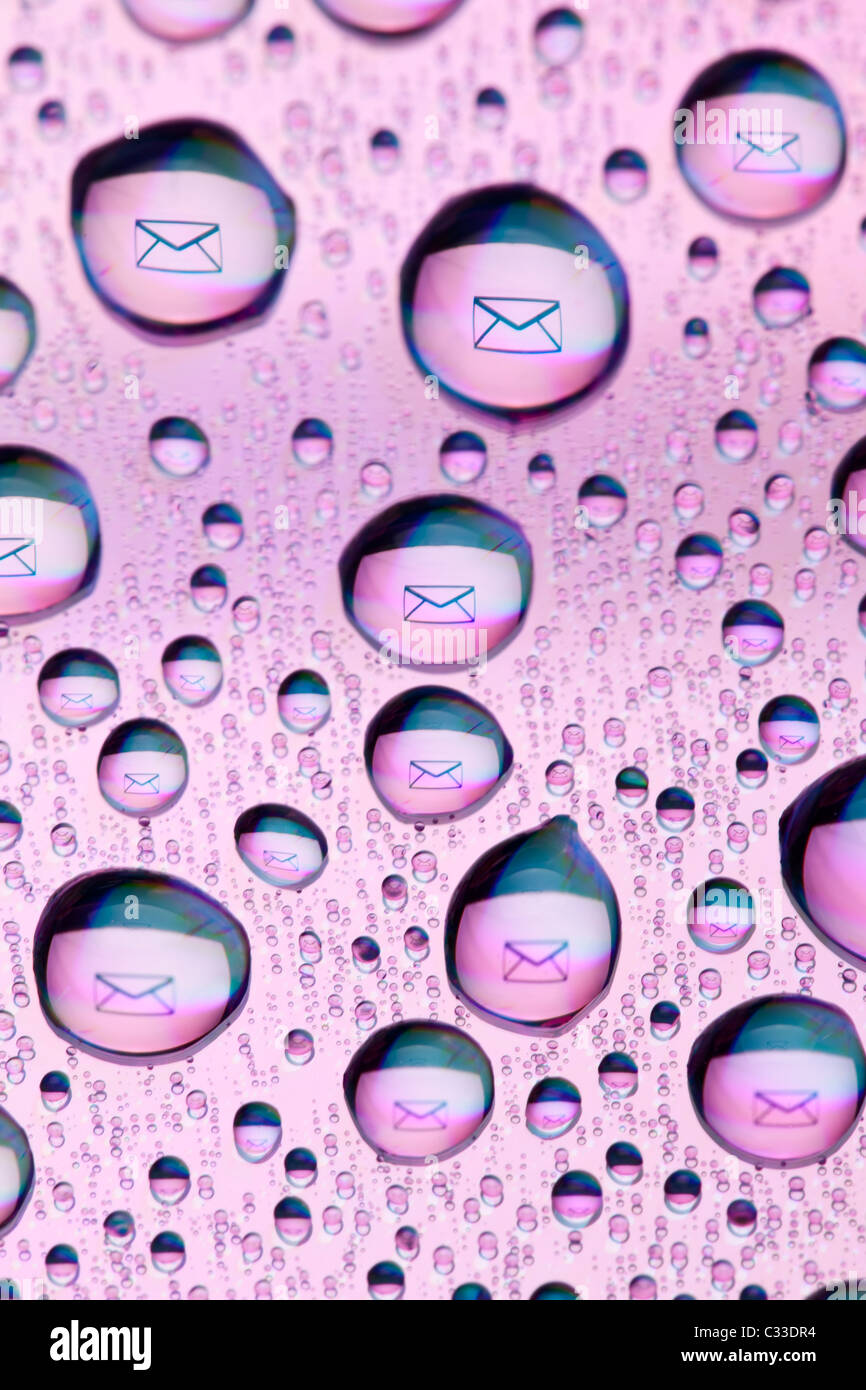 The envelopes placed inside a water droplet Stock Photo - Alamy