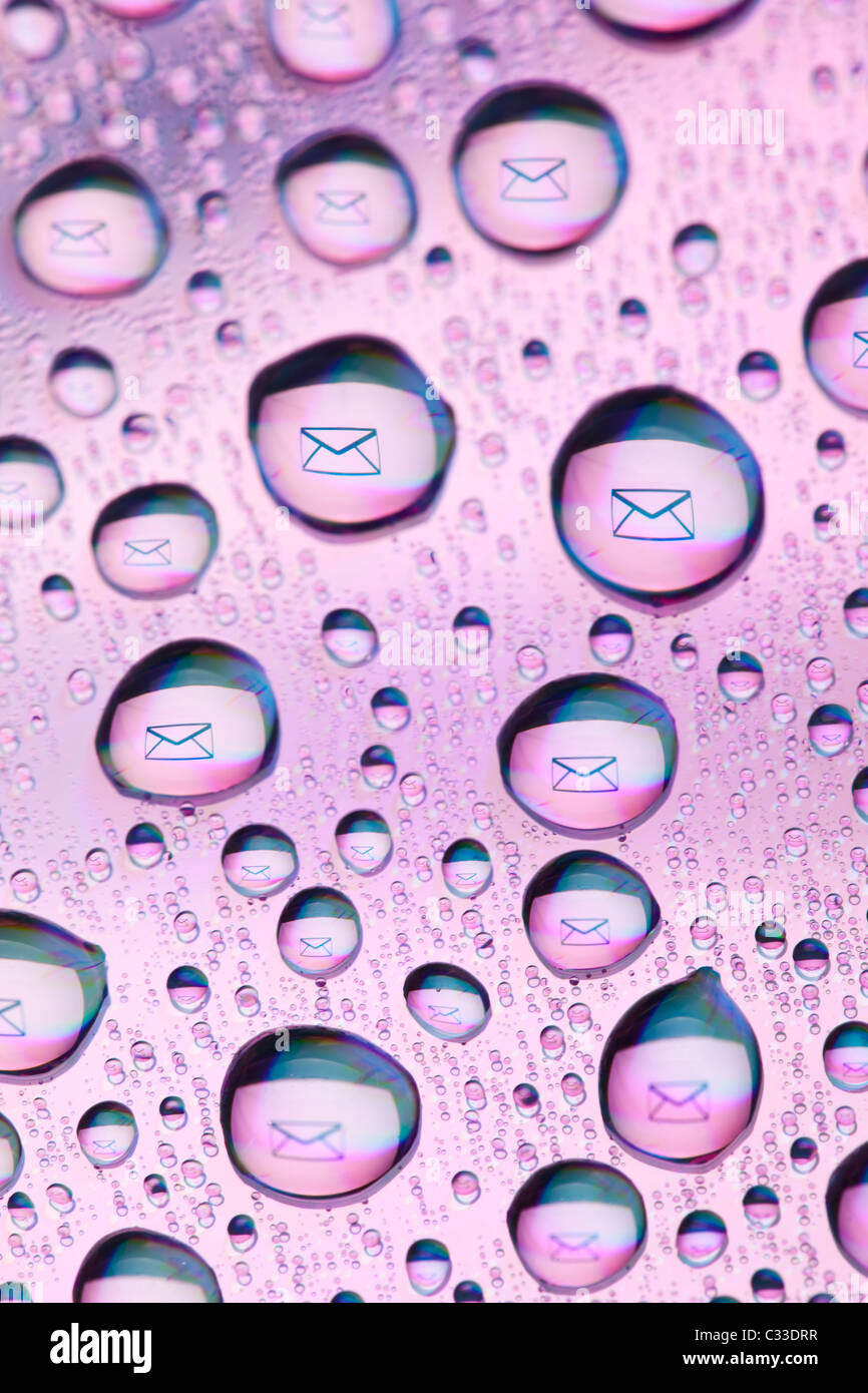The envelopes placed inside a water droplet Stock Photo - Alamy
