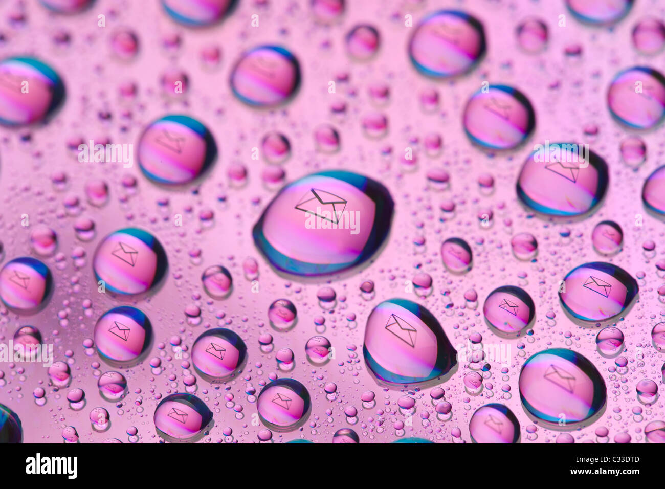 The envelopes placed inside a water droplet Stock Photo - Alamy