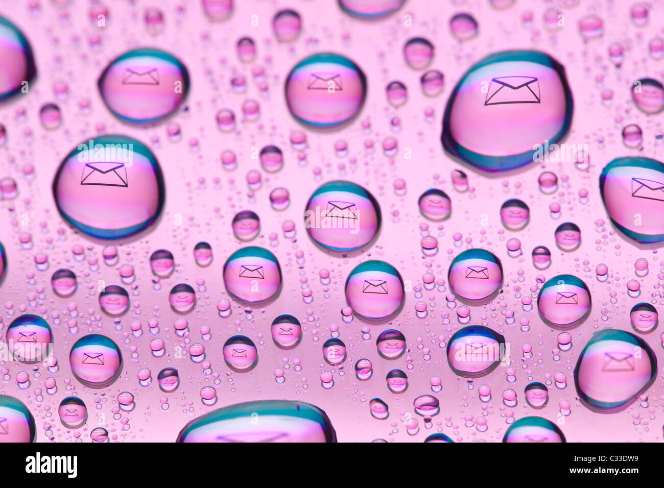 The envelopes placed inside a water droplet Stock Photo - Alamy