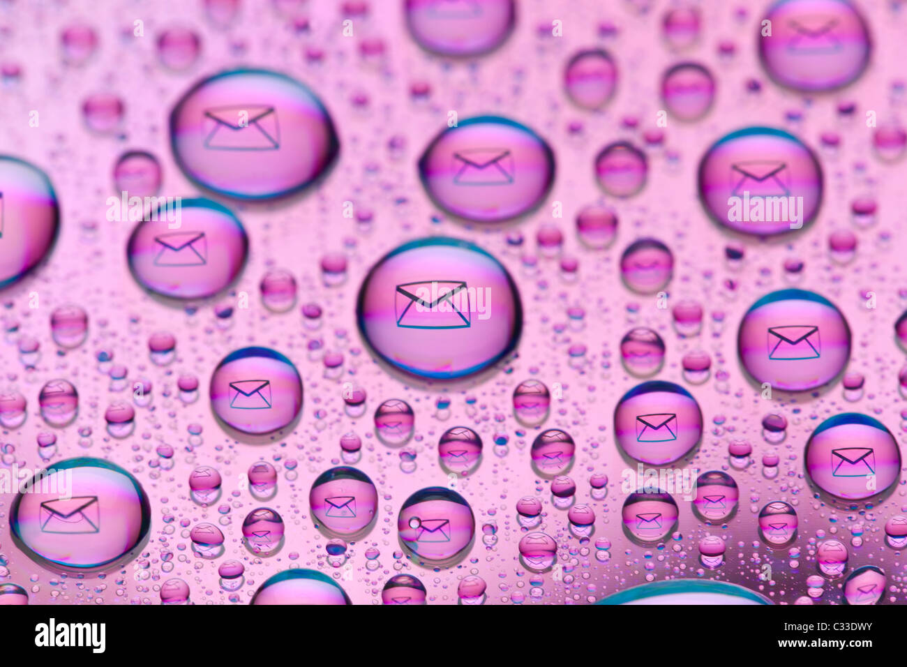 The envelopes placed inside a water droplet Stock Photo - Alamy