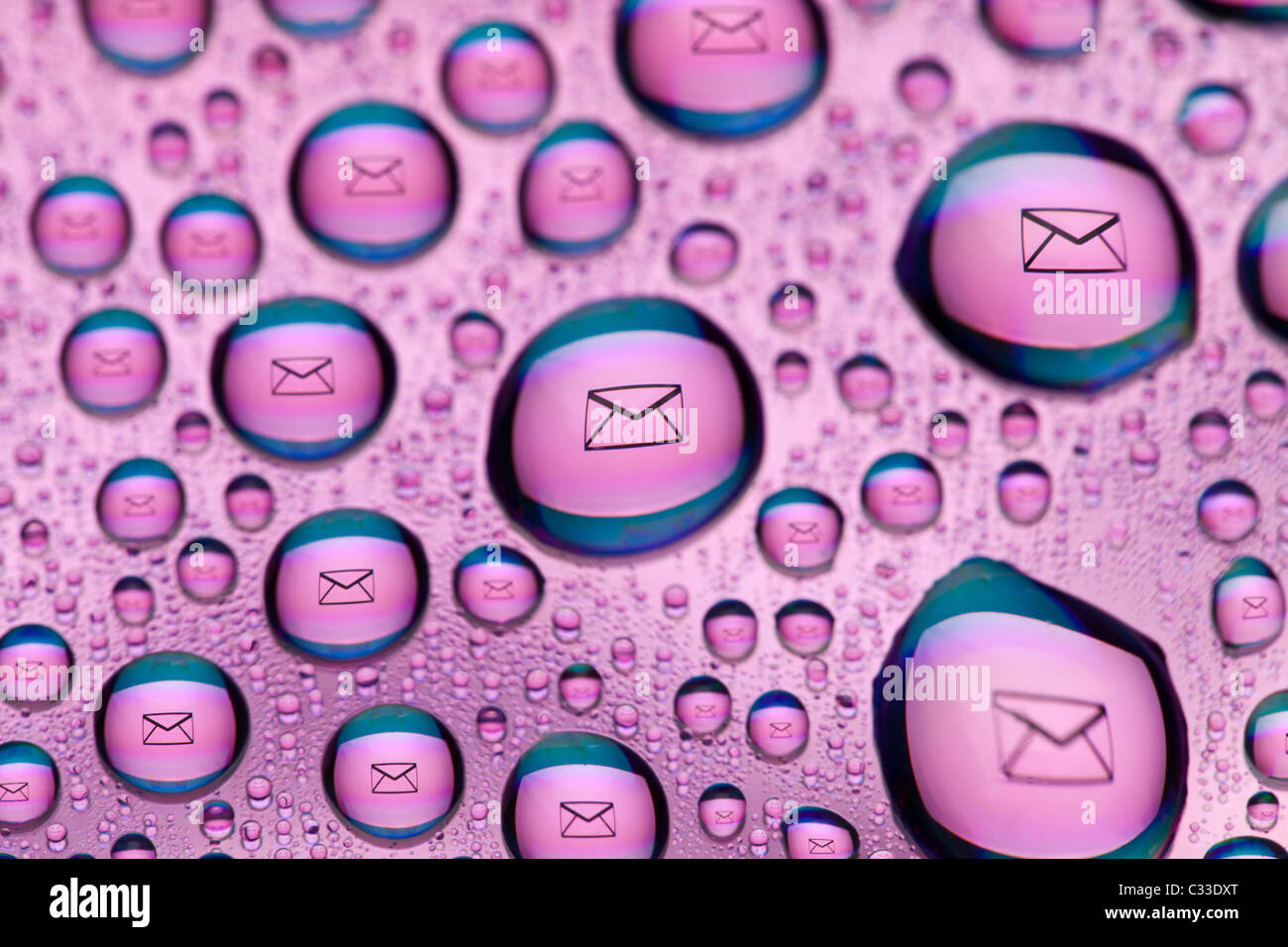 The envelopes placed inside a water droplet Stock Photo - Alamy