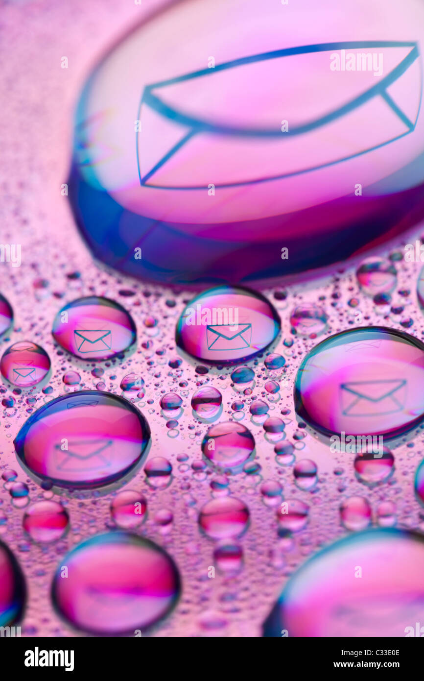 The envelopes placed inside a water droplet Stock Photo - Alamy
