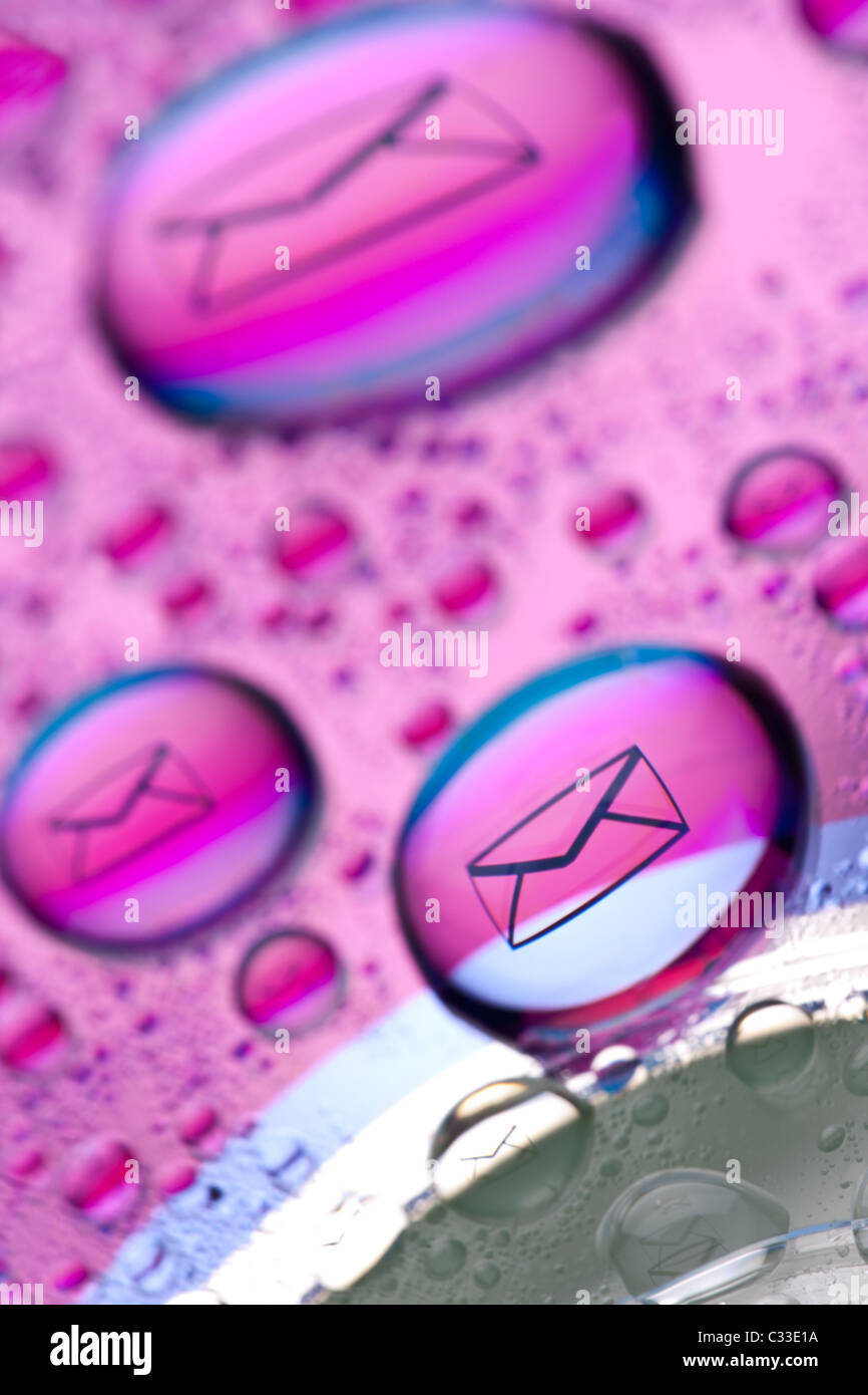 The envelopes placed inside a water droplet Stock Photo - Alamy