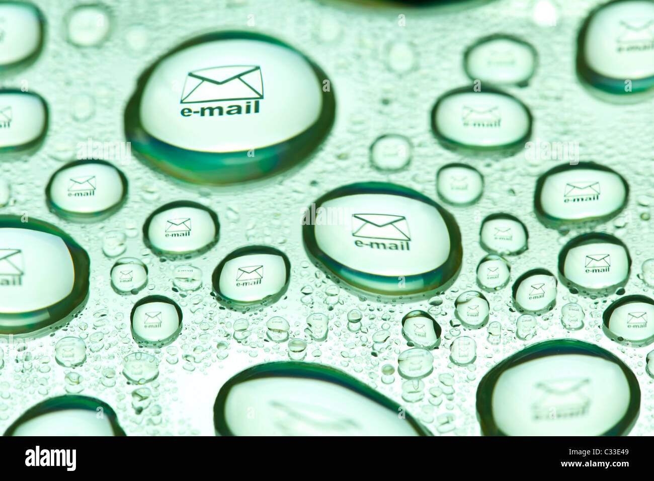 The envelopes placed inside a water droplet Stock Photo - Alamy