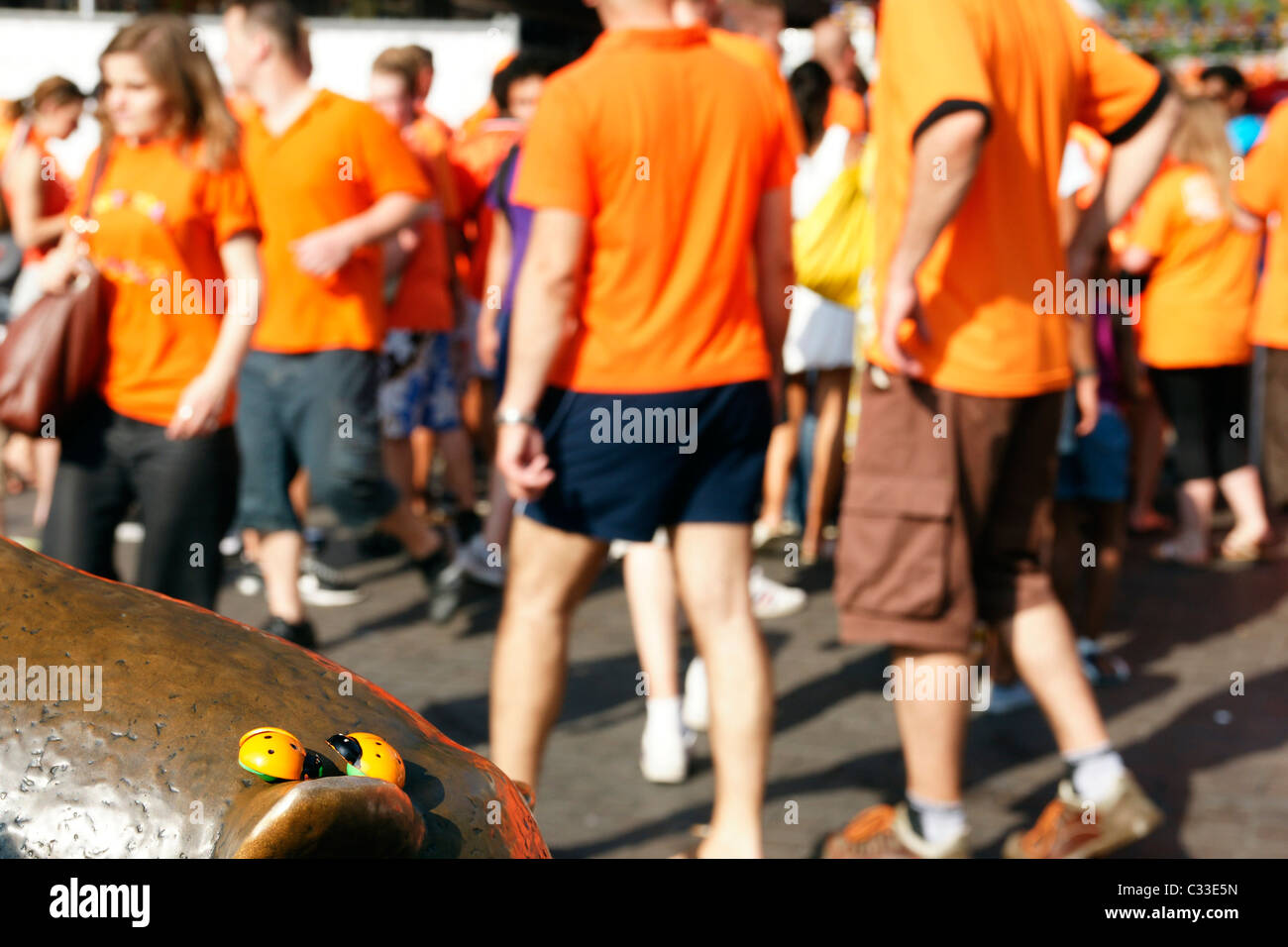 Dutch football soccer fans celebrating match victory world championship ...
