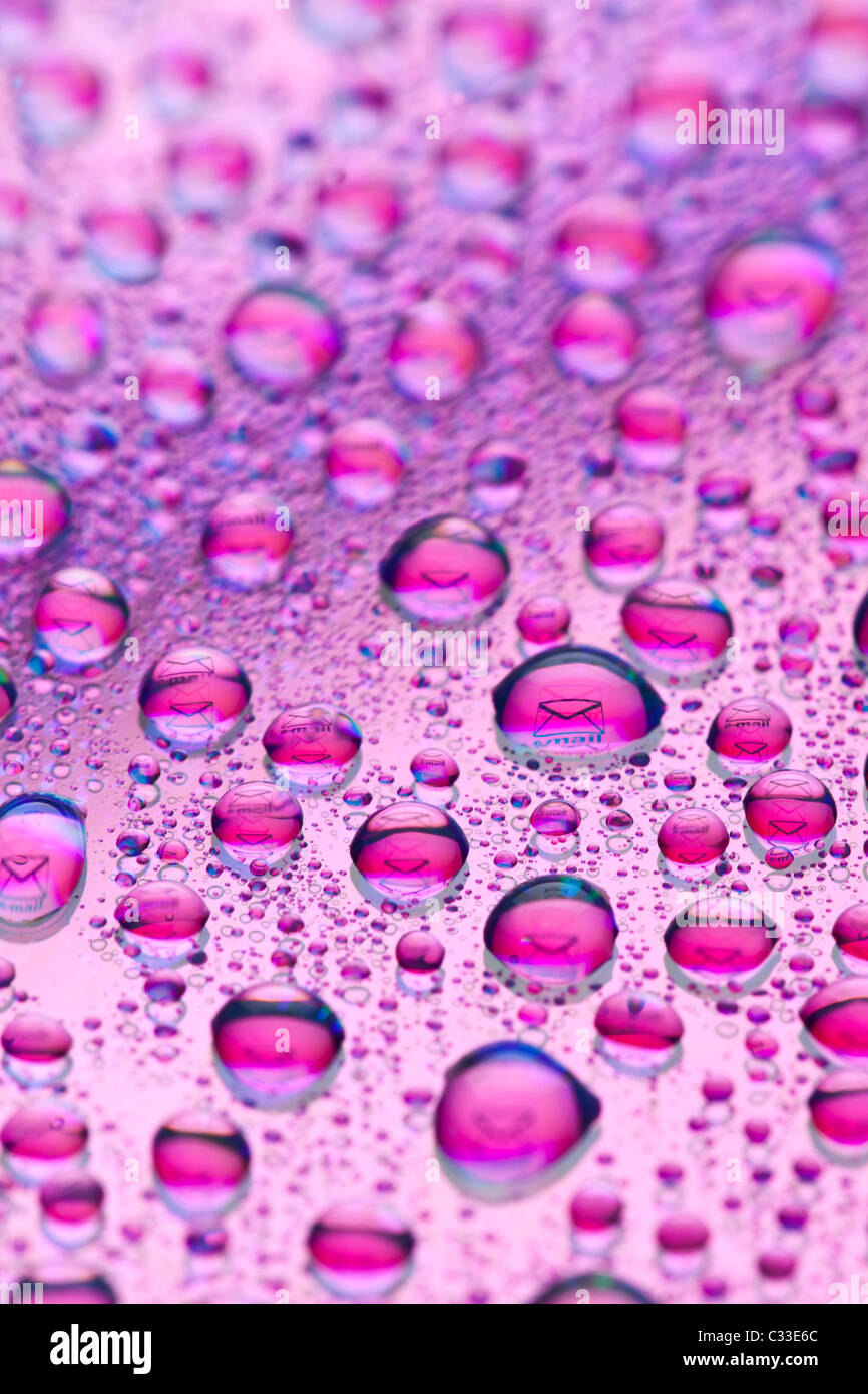 The envelopes placed inside a water droplet Stock Photo - Alamy