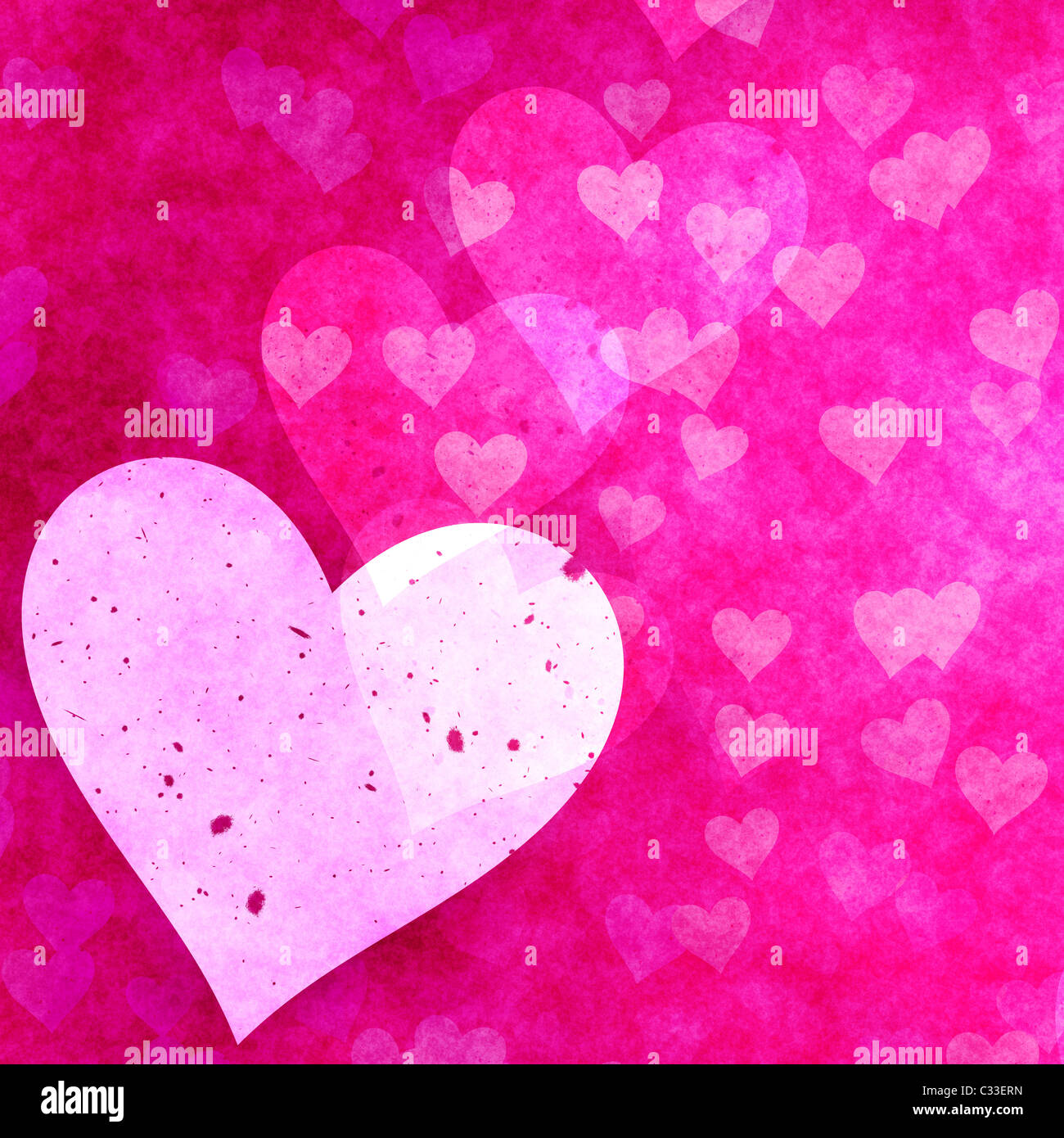 great illustration of pink love heart symbols Stock Photo - Alamy