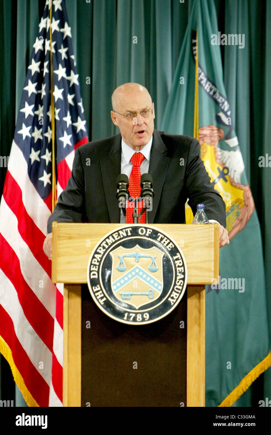 United States Treasury Secretary Henry Paulson announces charges to the ...