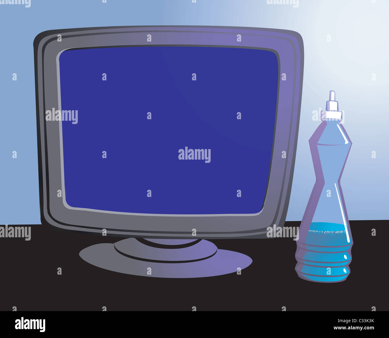 computer monitor and cleaning liquid Stock Photo - Alamy