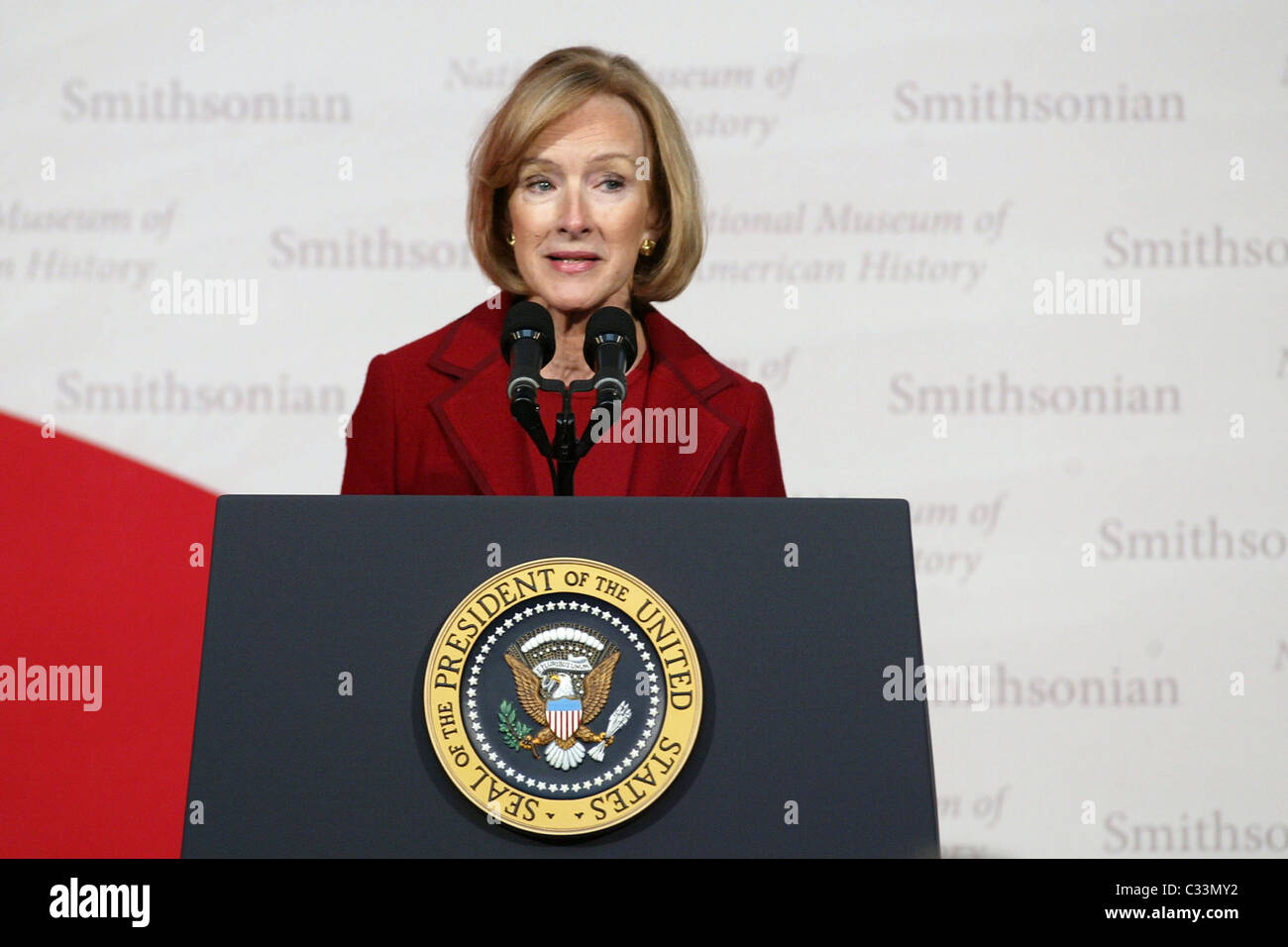 Judy Woodruff President George W. Bush attends the reopening of the ...