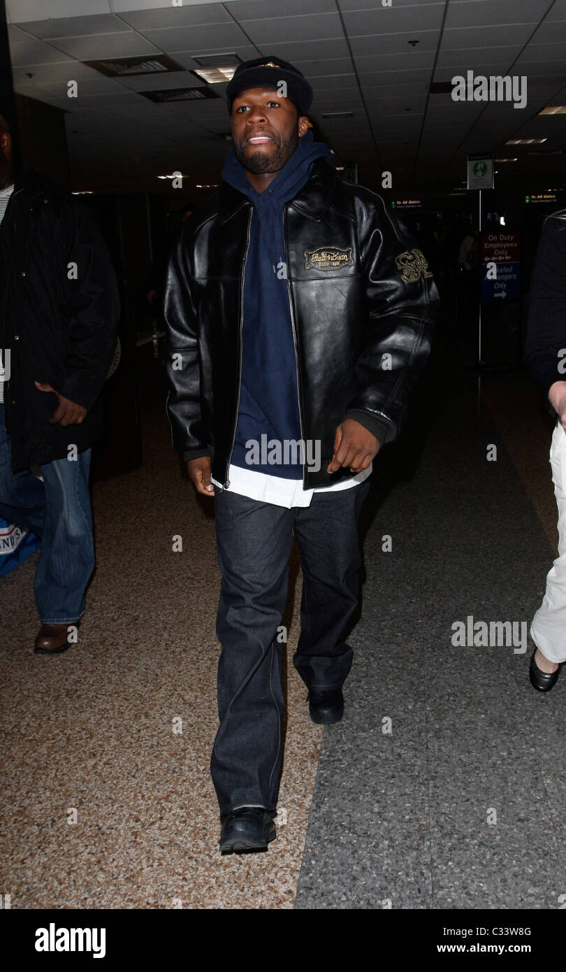 50 Cent arriving at Salt Lake City airport for the 2009 Sundance Film ...