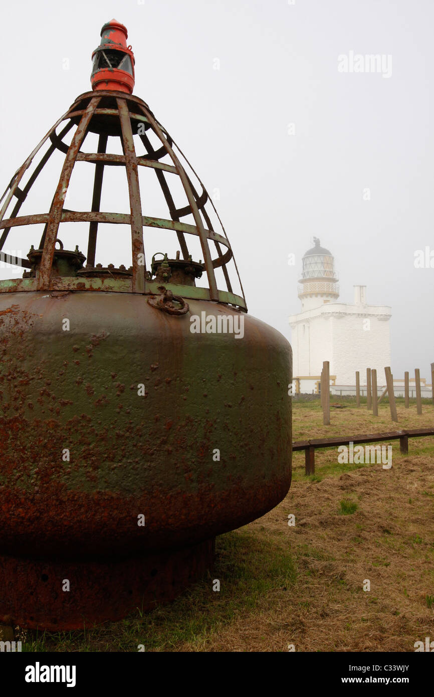 Kinnaird Lighthouse at Fraserburgh in Scotland with the mist rolling in ...